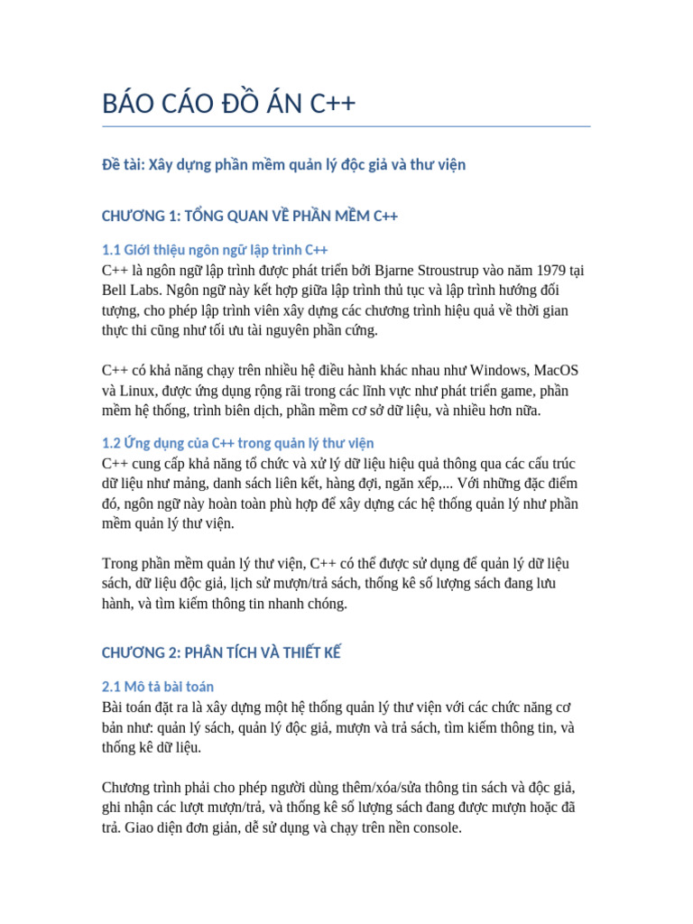 BaoCao QuanLyThuVien DayDu | PDF