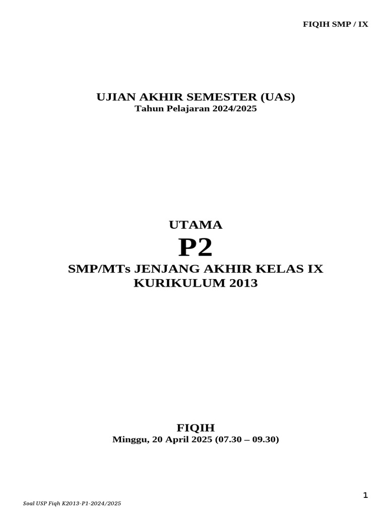Jawaban P2 Uas Fiqih Ix | PDF