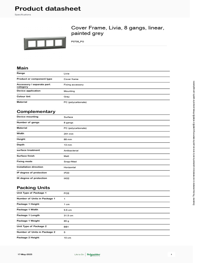 Schneider Electric - Livia - P0708 - PG | PDF | Materials