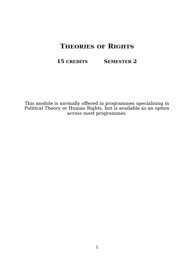 Theories of Rights Courseguide 2024-25 (1) | PDF | Rights | Human Rights