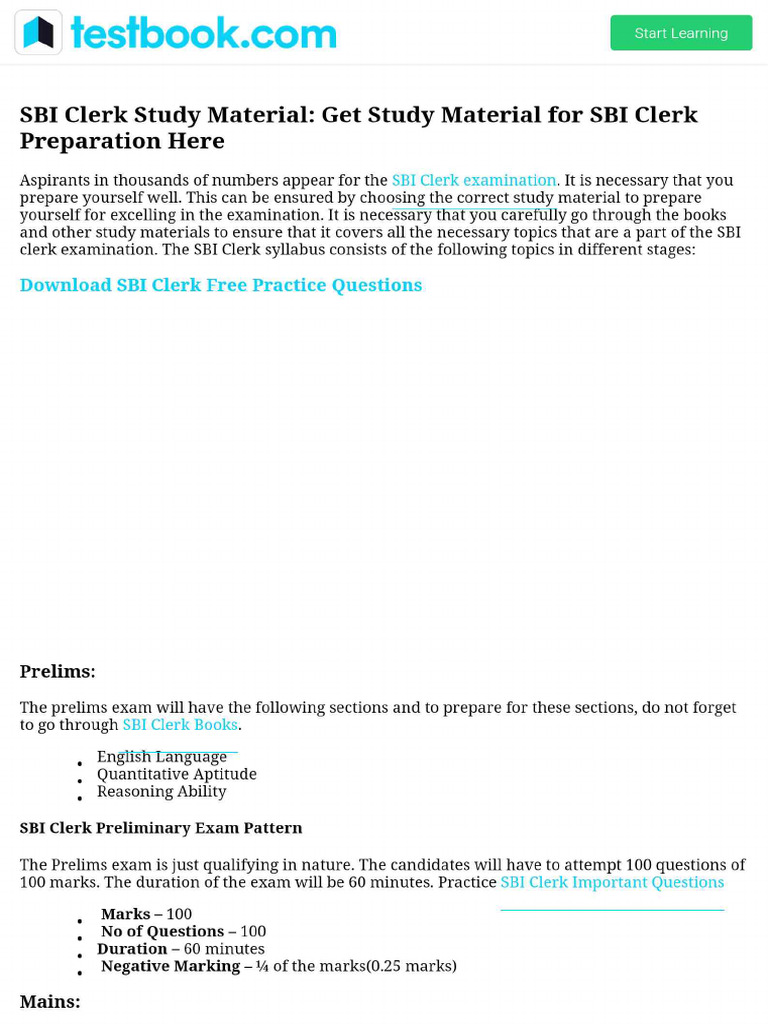 SBI Clerk Study Material - Get Study Material For SBI Clerk Preparation ...