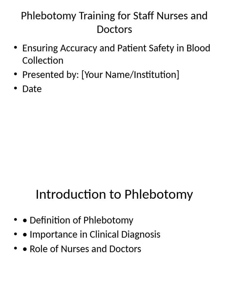 Phlebotomy Training Presentation | PDF | Medical Specialties | Health Care