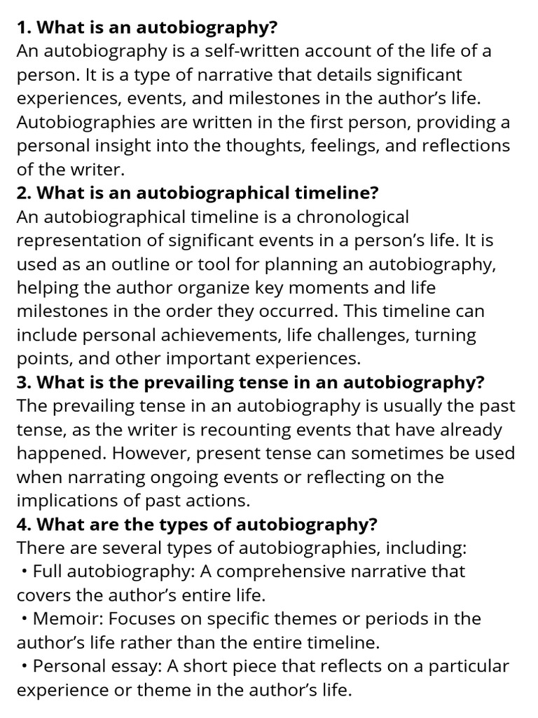 1. What is an Autobiography an Autobiography is a Self-written Account ...