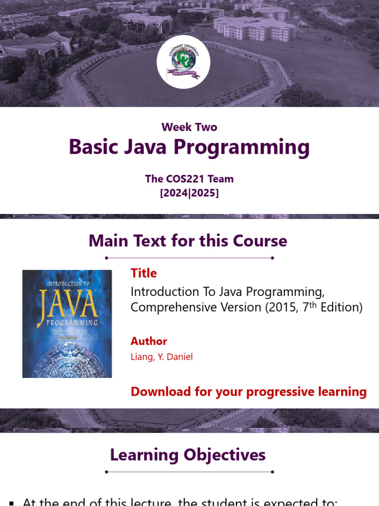 COS221 - 2024-2025 Lecture 2 | PDF | Java (Software Platform) | Java (Programming Language)