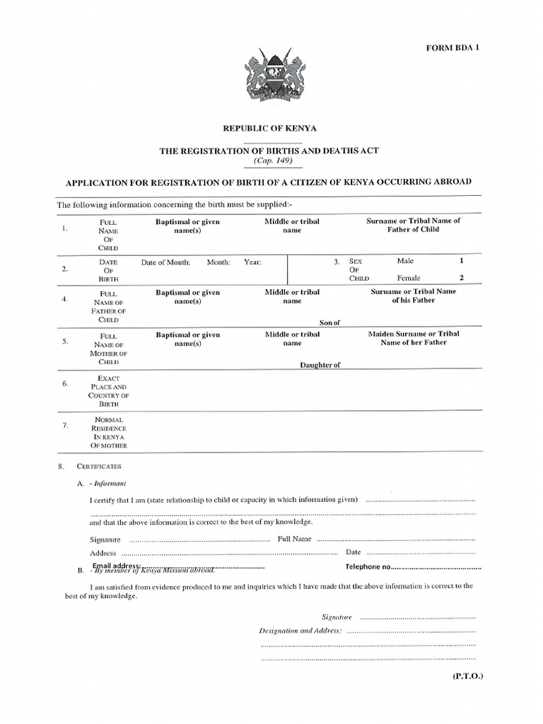 Edited Birth Certificate Form Bda 1 | PDF