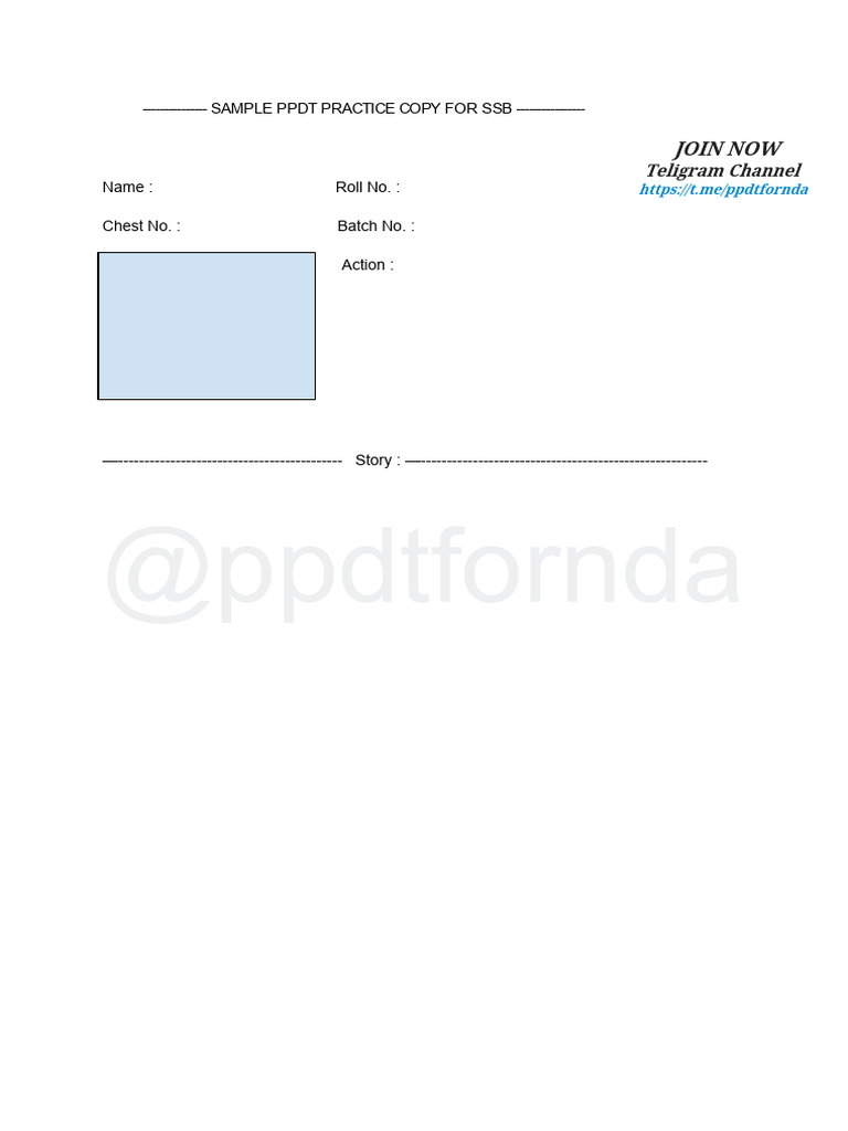 Sample PPDT Copy For SSB @PPDTFORNDA Teligram Channel by Ansh 1 | PDF
