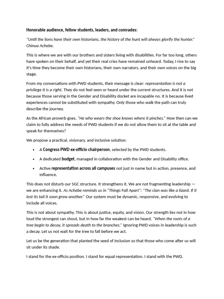 Empowering PWD Voices in Leadership | PDF