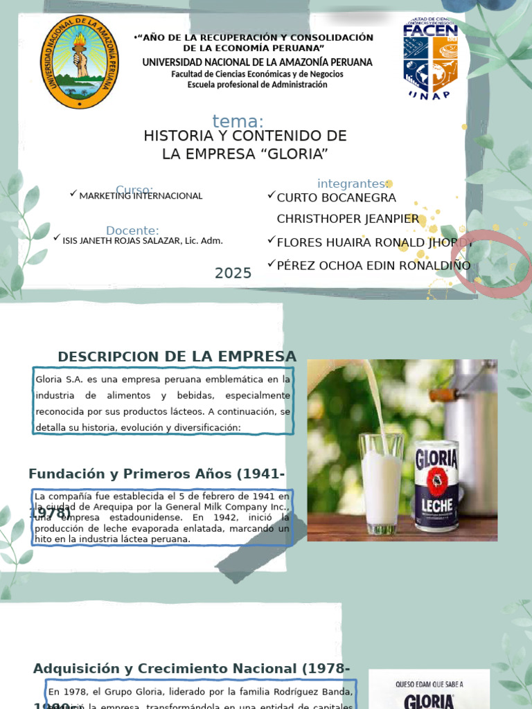 Historia y Evolución de Gloria S.A. | PDF | Productos lácteos | Perú