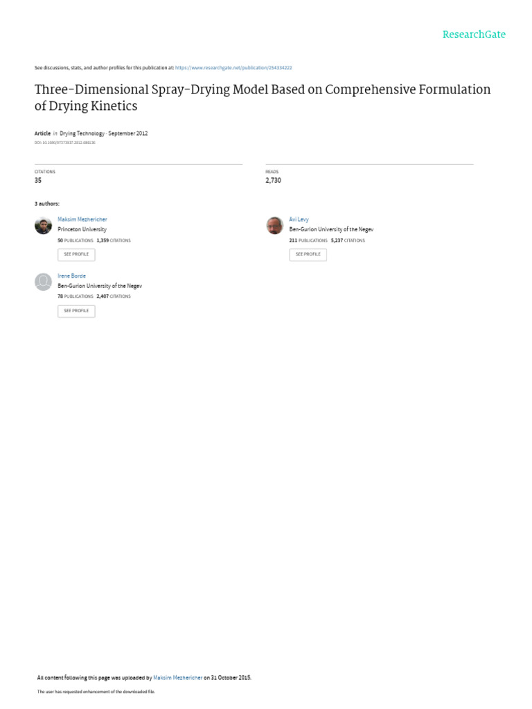 Three-Dimensional Spray-Drying Model Based On Comprehensive Formulation ...