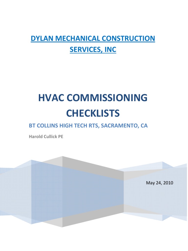 HVAC Commisioning Checklist | PDF | Duct (Flow) | Hvac