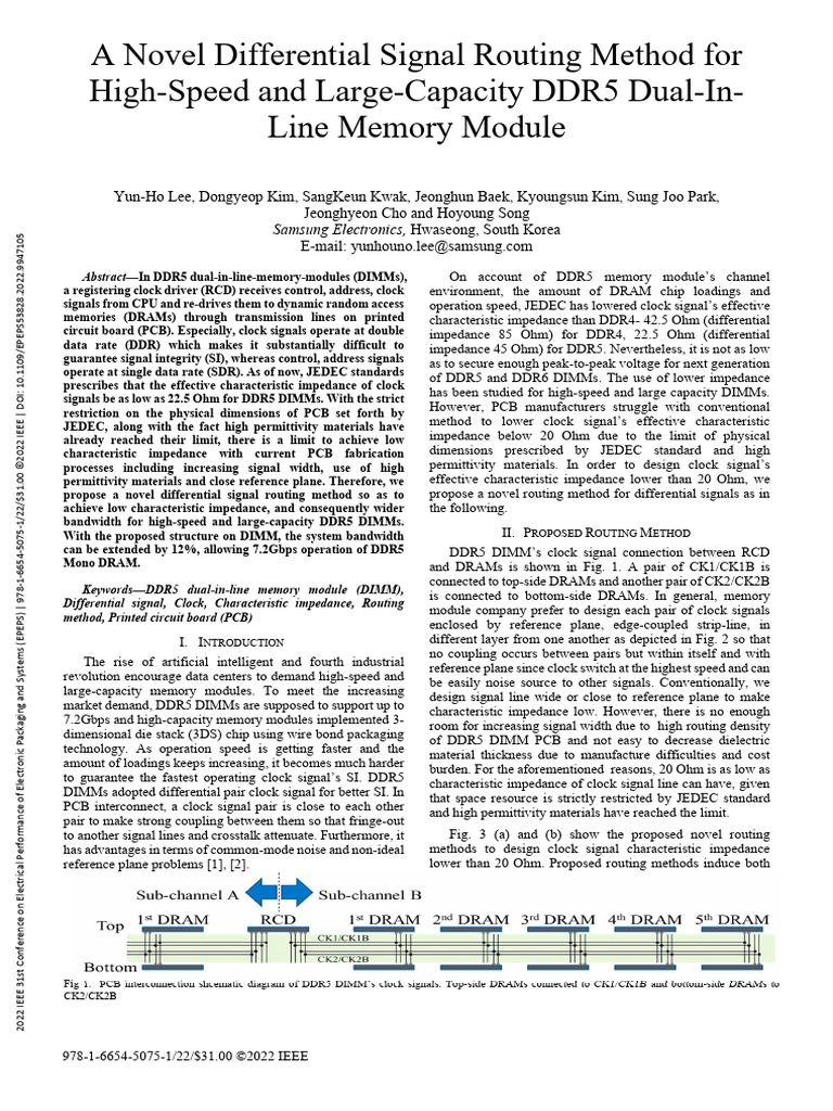 A Novel Differential Signal Routing Method For High-Speed and Large-Capacity DDR5 Dual-In-Line ...