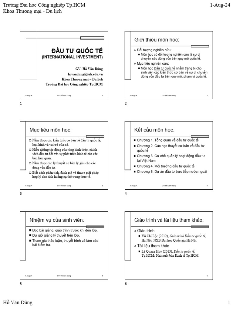 Bai Giang 0. Gioi Thieu Mon Hoc Dau Tu Quoc Te (Aug 2024) | PDF