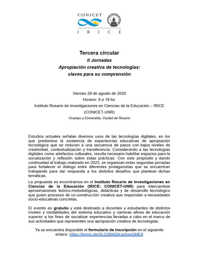 Tercera Circular II Jornadas PUE | PDF