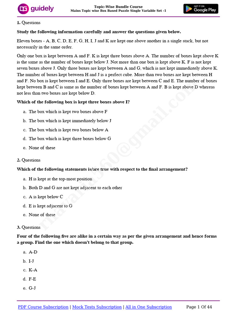 Mains_Topic_wise_Box_Based_Puzzle_Single_Variable_Set_-1 | PDF