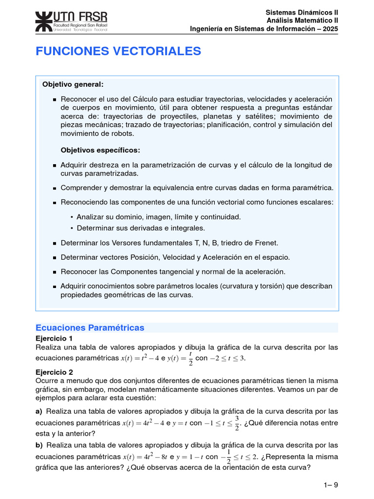 Taller 3 Funciones Vectoriales | PDF | Vector Euclidiano | Curva