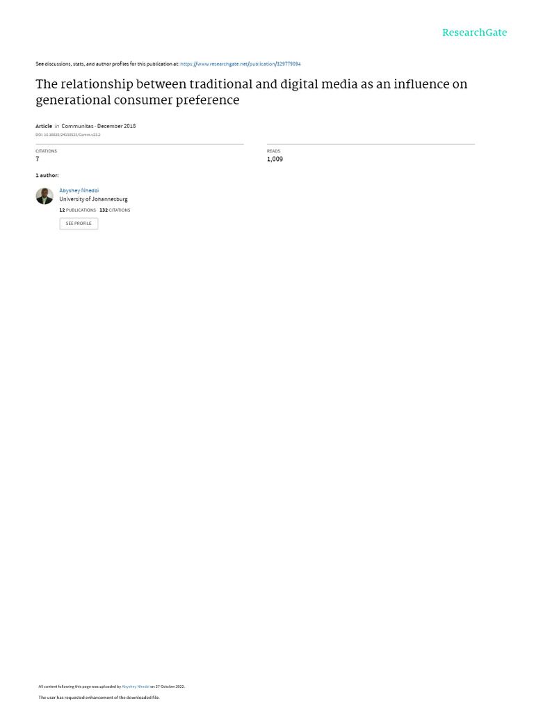 The Relationship Between Traditional and Digital Media As An Influence On Generational Consumer ...