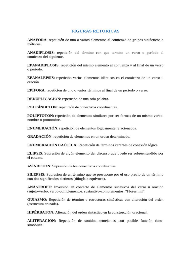 Tipos de Figuras Retóricas Explicadas | PDF | Semiótica | Lingüística