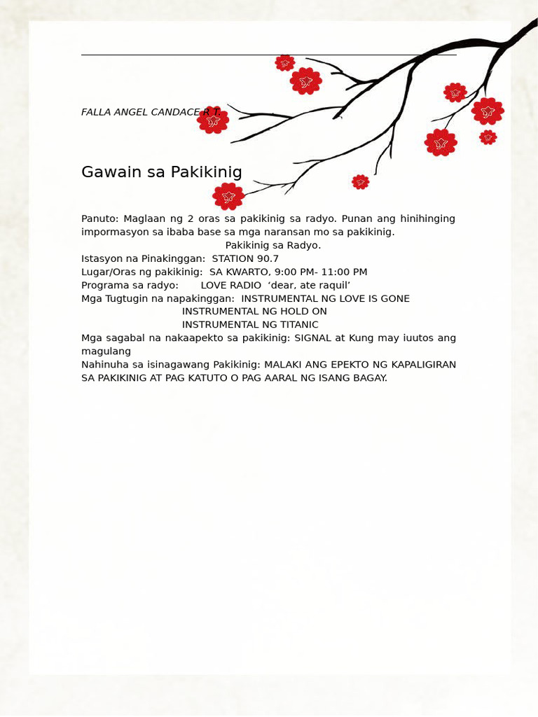 Gawain Sa Pakikinig | PDF