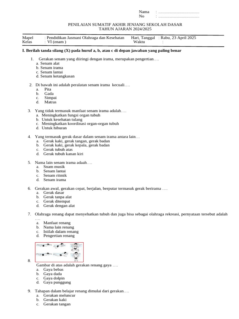 Naskah PSAJ PJOK Kls VI 2025 | PDF