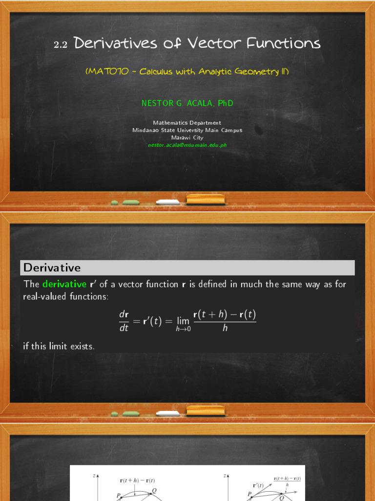 3.2 Derivatives of Vector Functions and Applications | PDF | Curvature ...