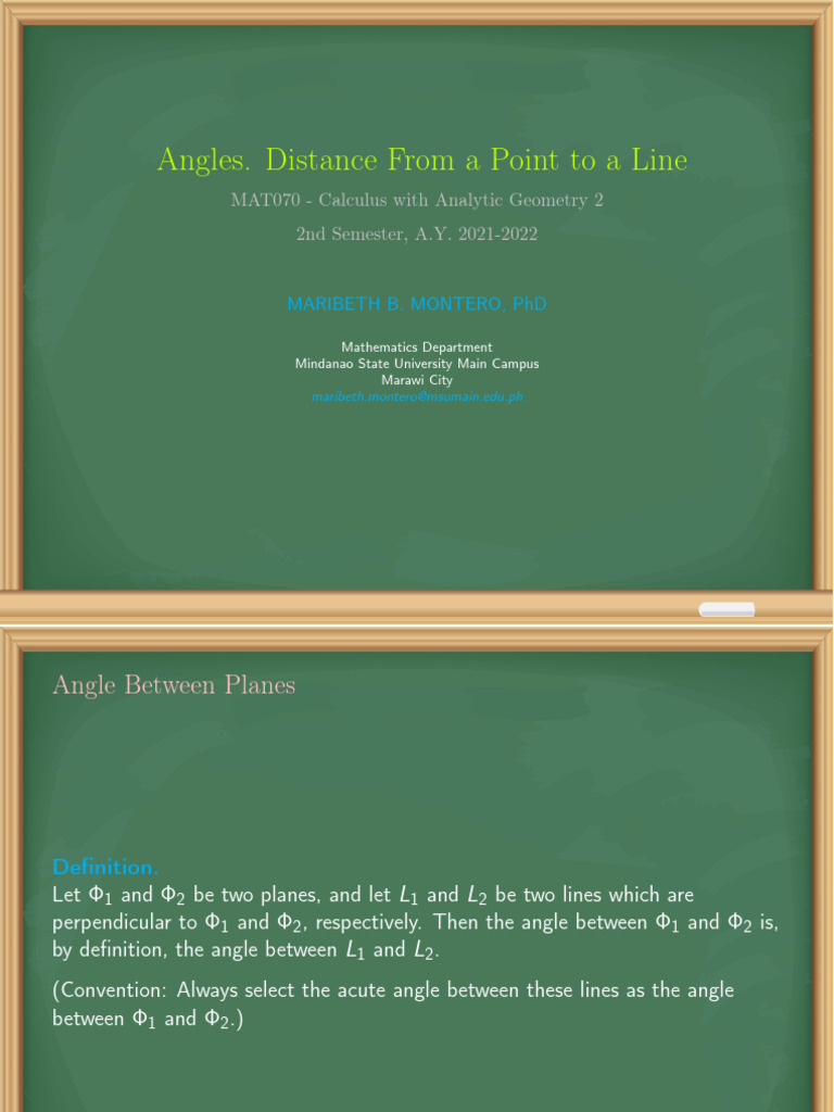 2.5 Angles Distance From A Point To A Line | PDF | Equations | Angle