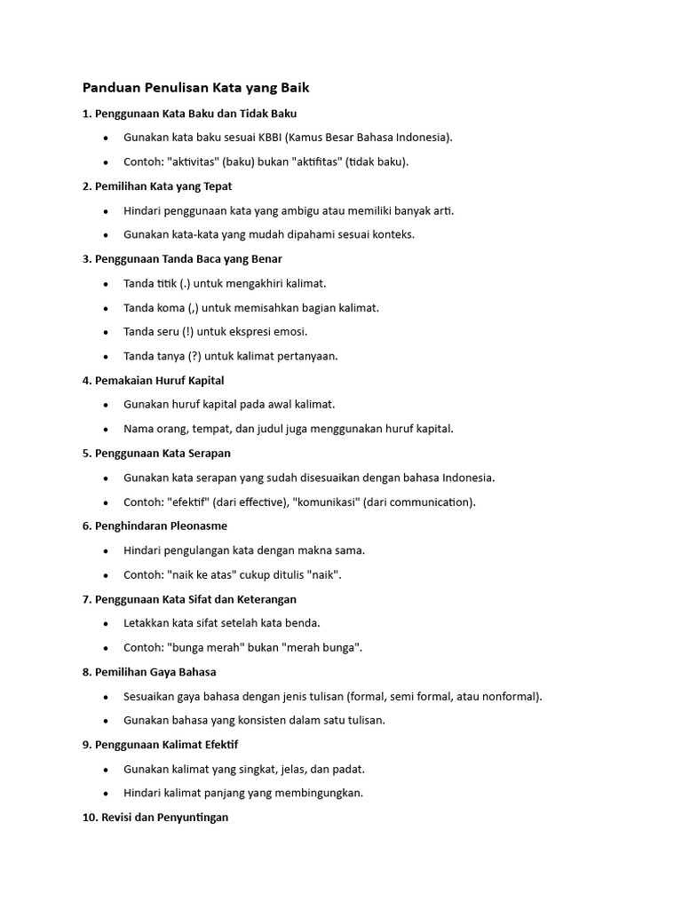 Panduan Penulisan Kata yang Baik | PDF