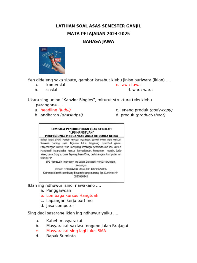 Latihan Soal Sas BD | PDF
