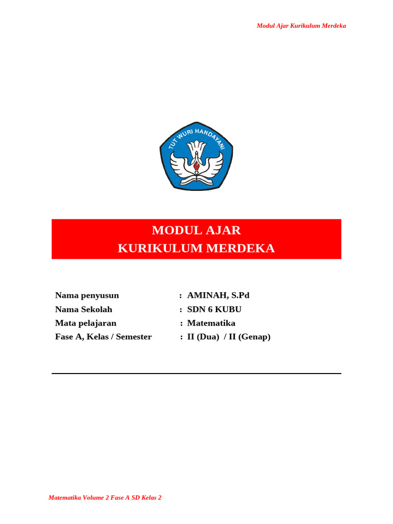 Modul Ajar MTK Sem 2 Kelas 2 | PDF