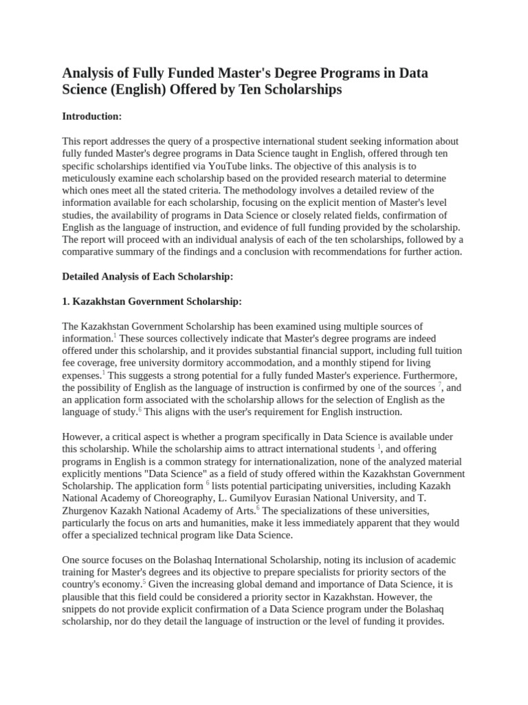 Fully Funded Master's Degree Programs in Data Science (English) Offered ...