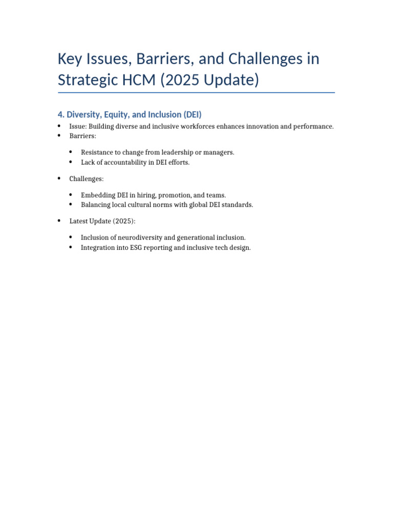 HCM Issues Barriers Challenges 2025 | PDF