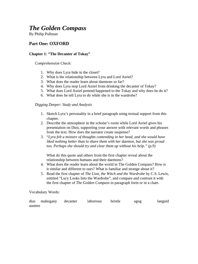 The Golden Compass Comp Analysis Questions | PDF