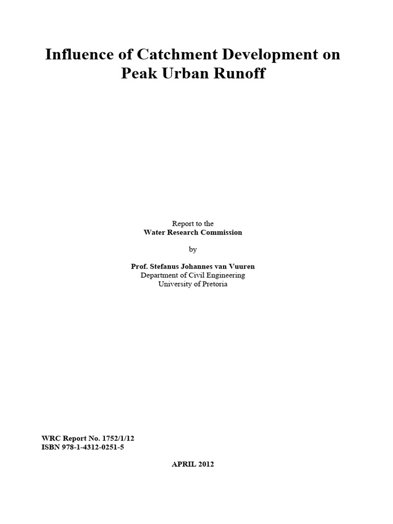 WRC - Influence of catchment development on peak urban runoff | PDF ...