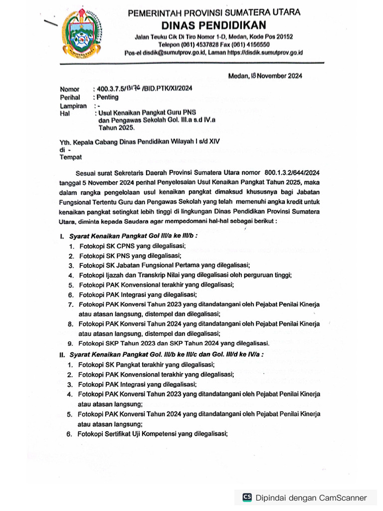 Usulan Kenaikan Pangkat Guru Pns Dan Pengawas Sekolah Golongan III.A S ...