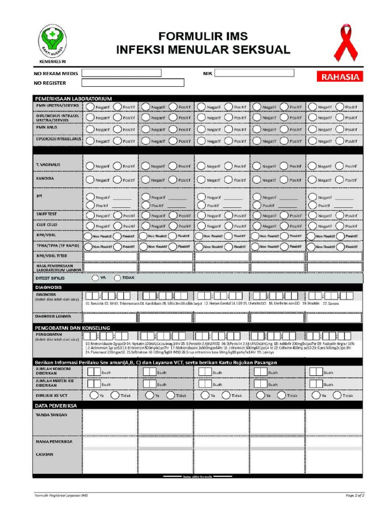 Formulir Ims & Hiv | PDF
