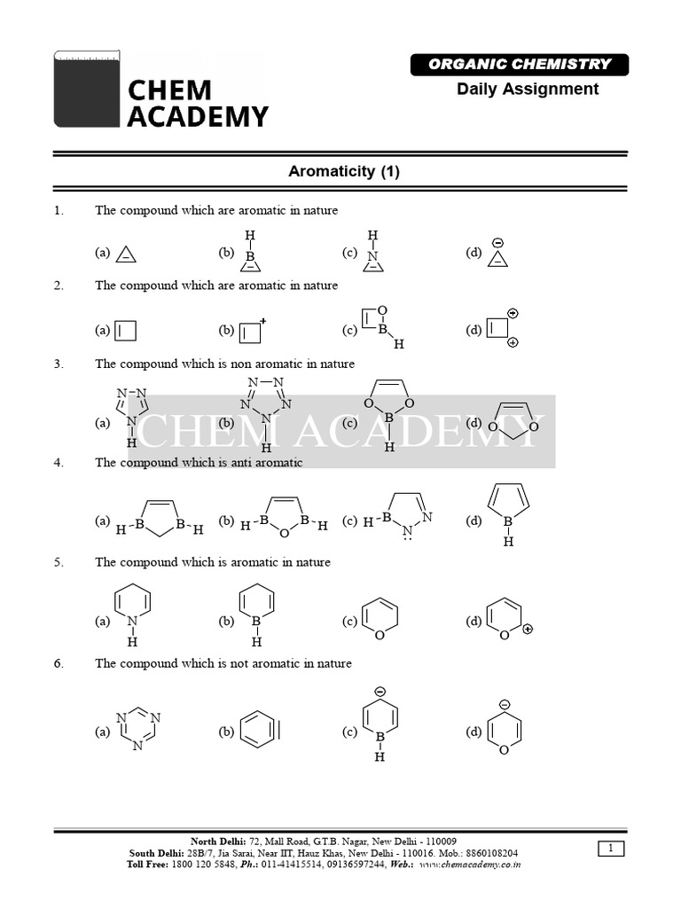 Aromaticity (1) CSIR NET & GATe | PDF | Chemistry | Organic Chemistry