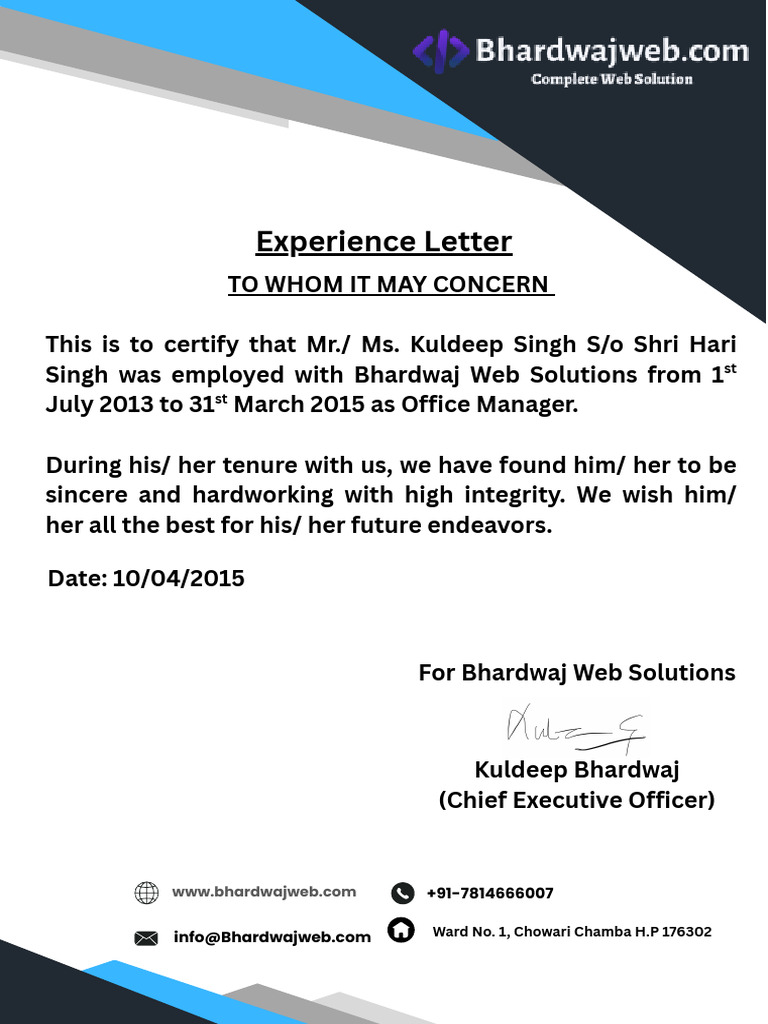 Experience Kuldeep | PDF