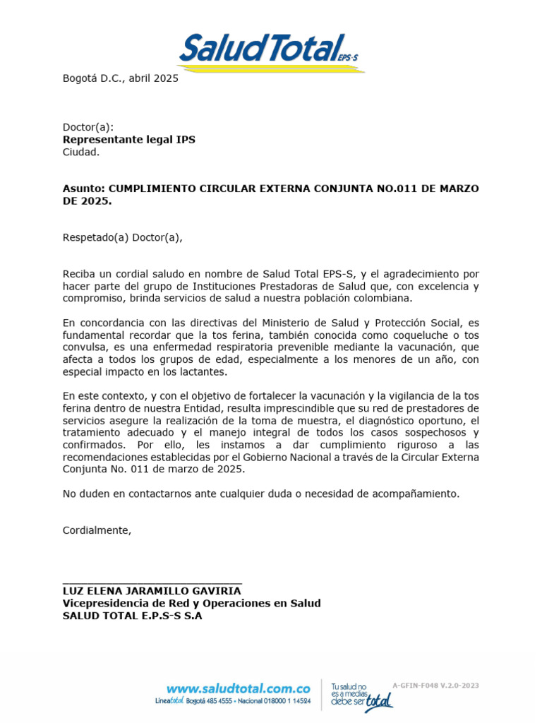 Cumplimiento Circular Externa Conjunta No. 11 de Marzo de 2025 (050125-0004)3_1 | PDF