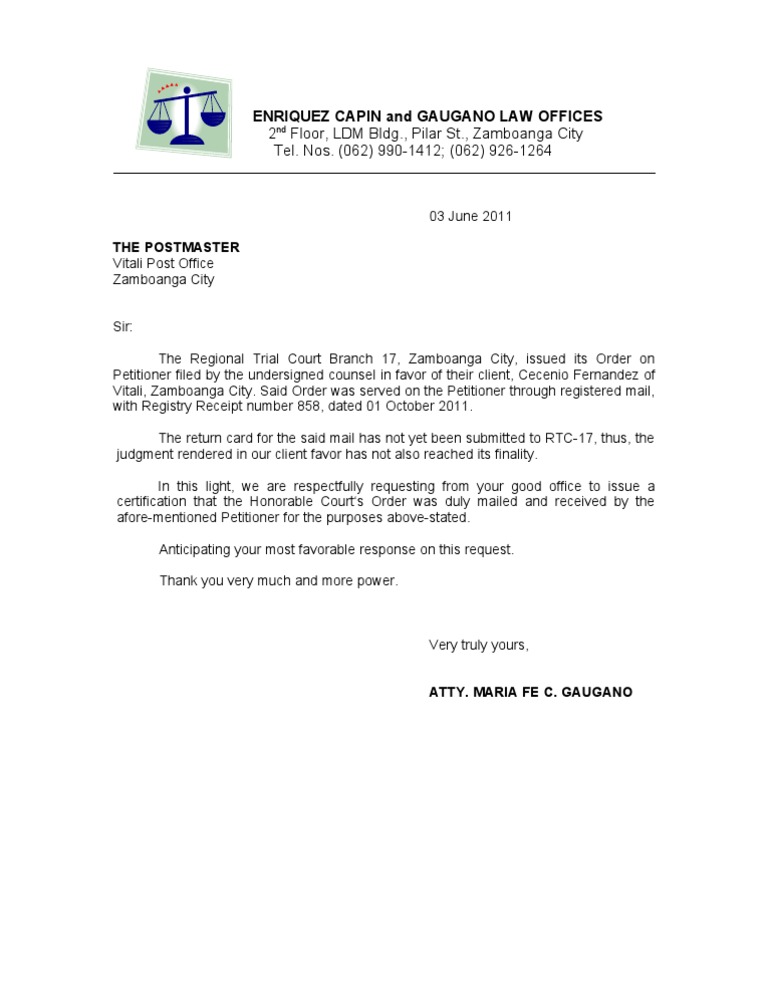 Al - Letter Post Office Certification) | PDF