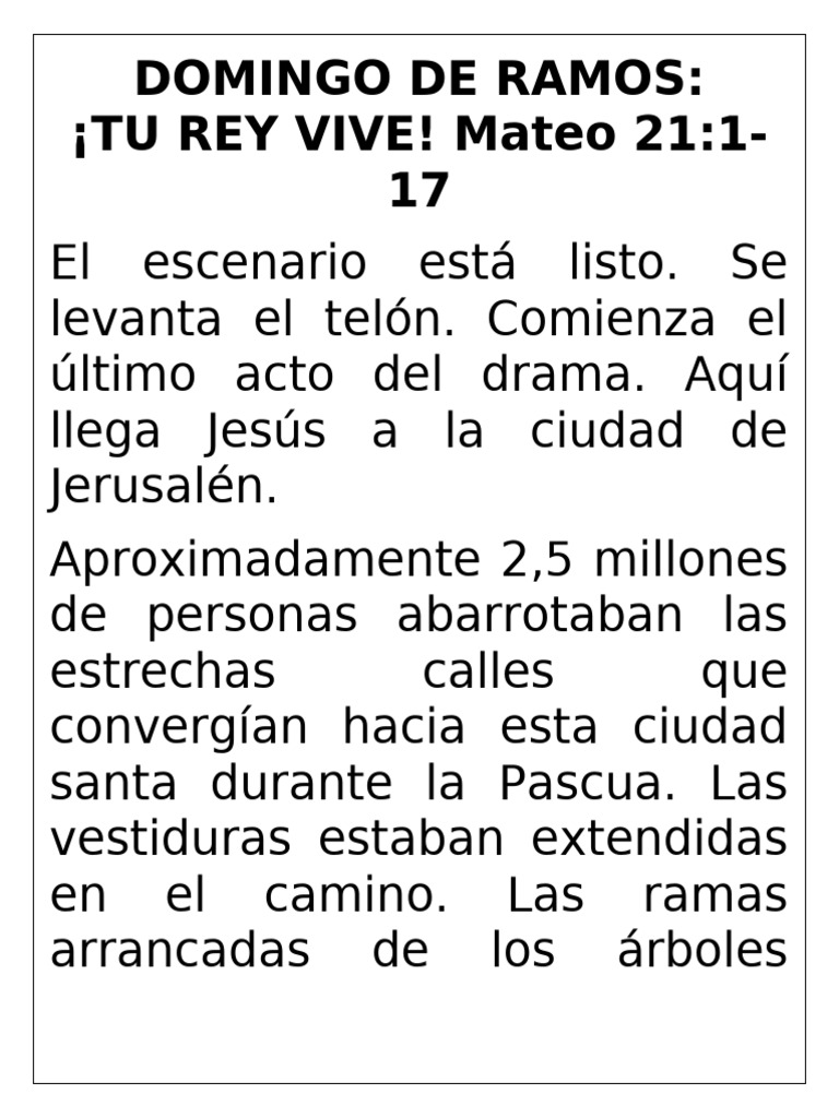 Domingo de Ramos: El Rey Humilde | PDF | Jesús