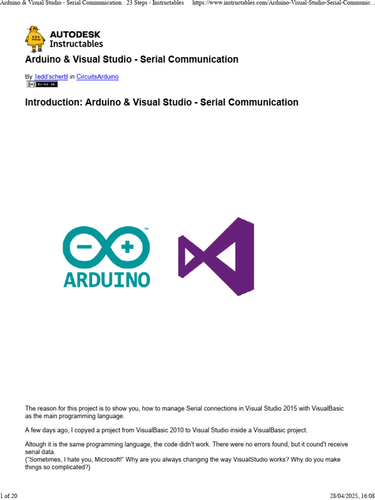 Arduino & Visual Studio - Serial Communication _ 23 Steps - Instructables | PDF | Arduino ...
