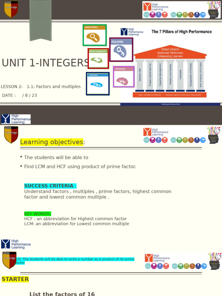 Lesson 2- Factors and Multiples 1.1 | PDF | Elementary Mathematics ...