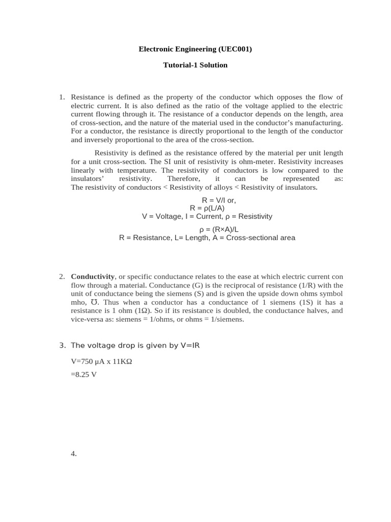 UEC001_Tut Sheet-1 - Solution | PDF