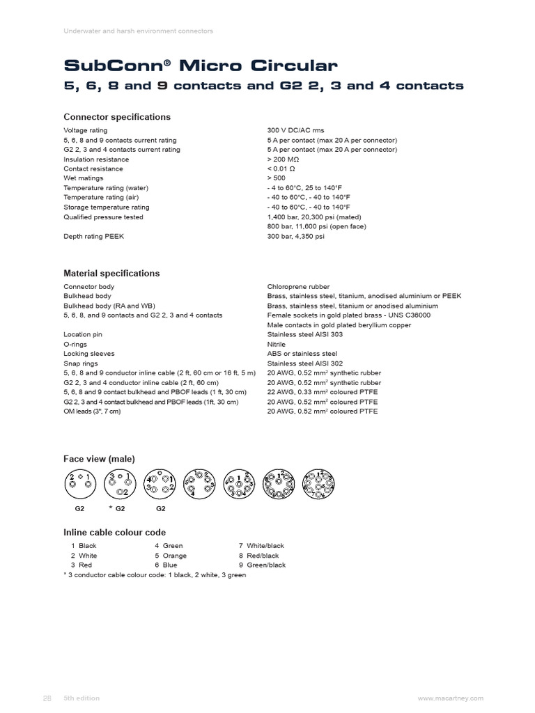 SubConn Micro Circular Connectors Guide | PDF | Electrical Connector ...