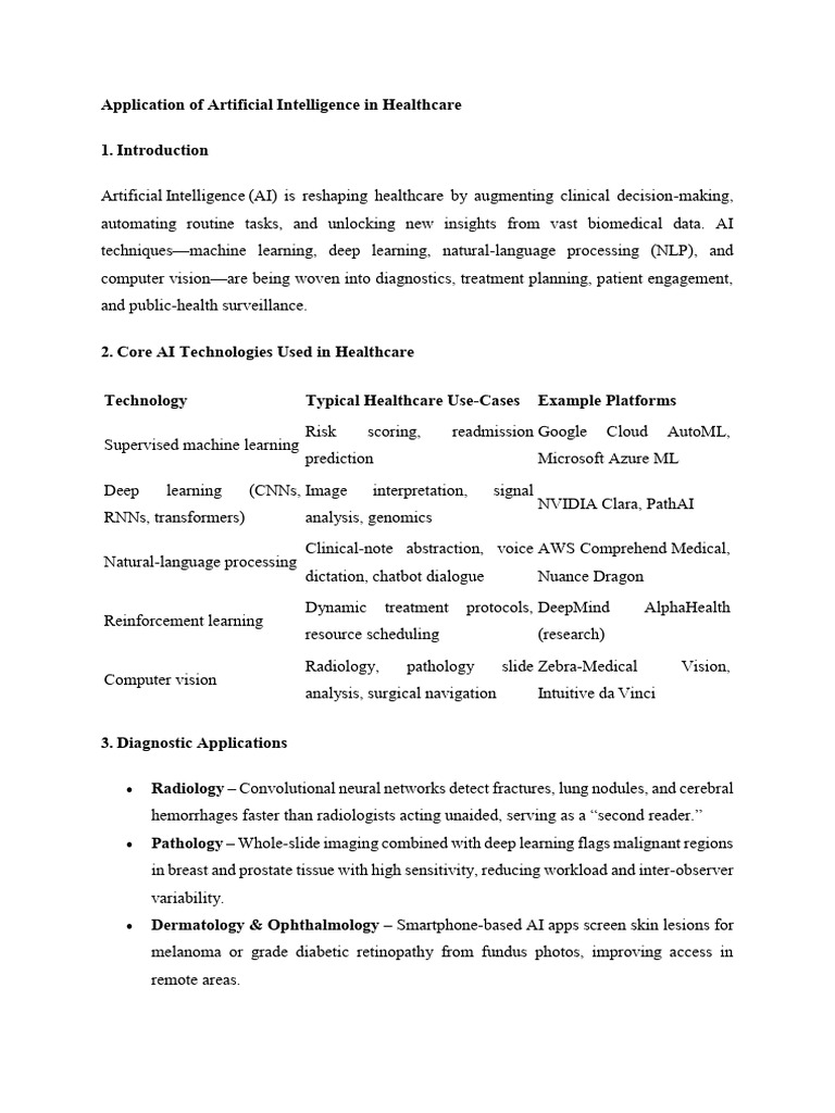 Application of AI For Health Care | PDF | Artificial Intelligence ...