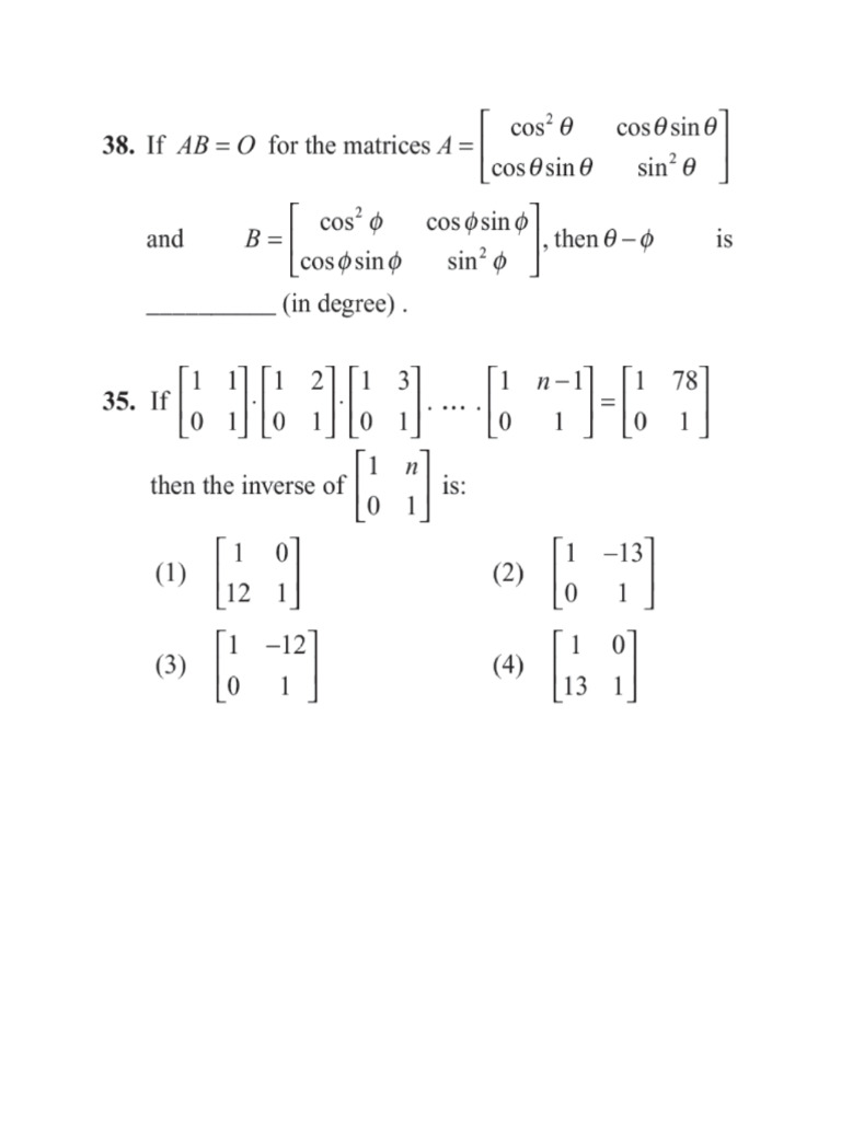 Matrices & Determinant CPT | PDF