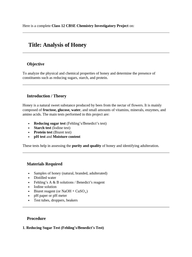Here Is A Complete Class 12 CBSE Chemistry Investigatory Project On ...