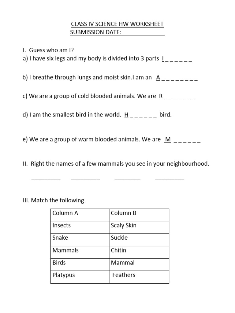 CBSE Class 4 Science Worksheet - My Body | PDF