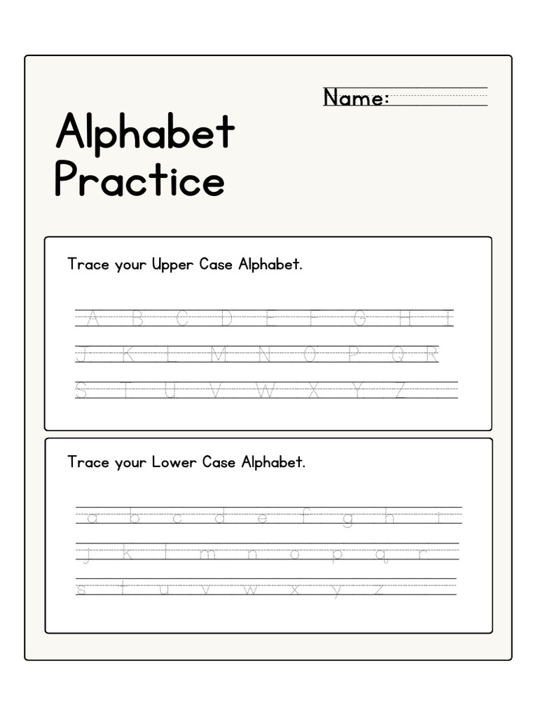 Alphabet Writing Practice Page Upper and Lower Case Printable Worksheet ...