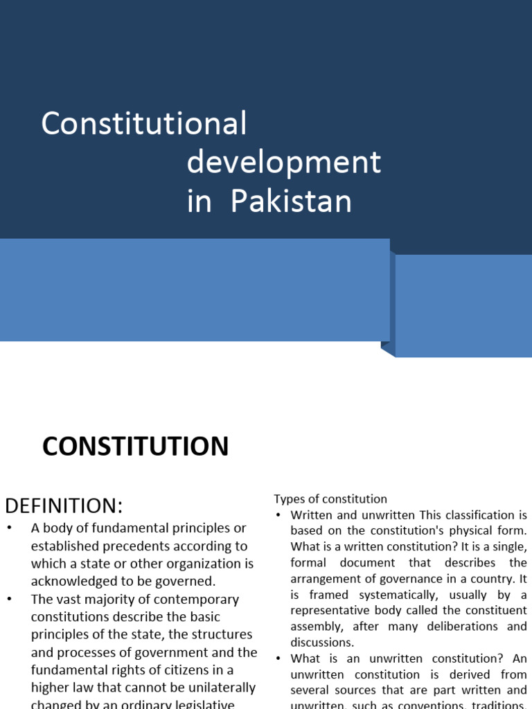 Pakistan's Constitutional Development Overview | PDF | Government ...