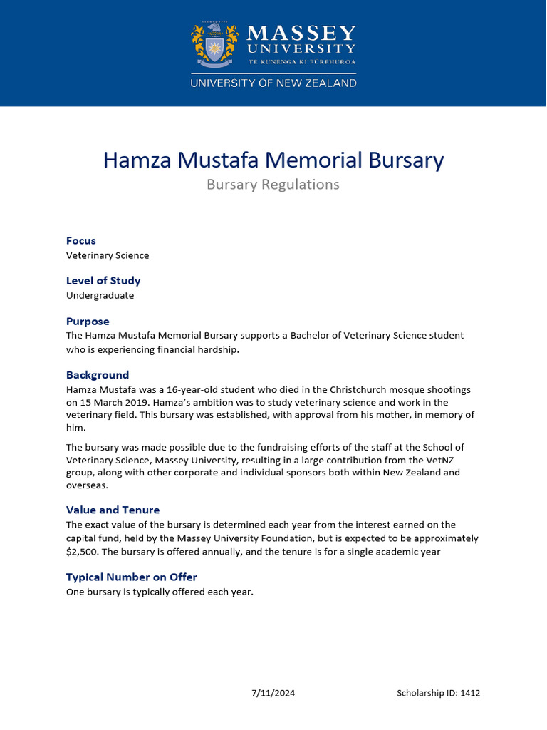 Hamza Mustafa Memorial Bursary | PDF